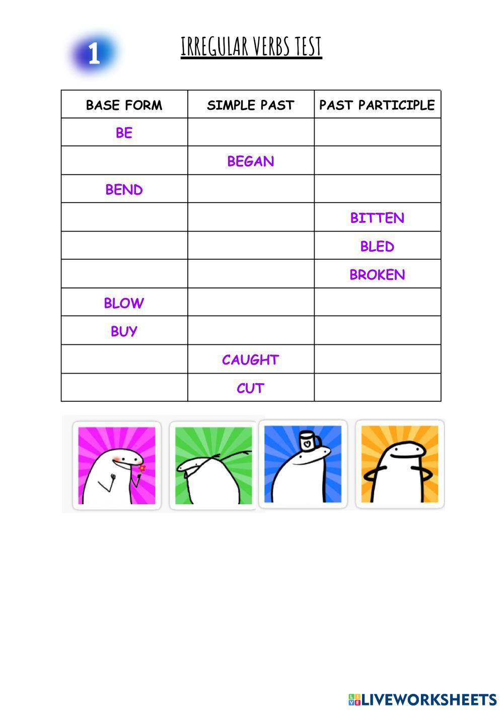 IRREGULAR VERBS | Live Worksheets