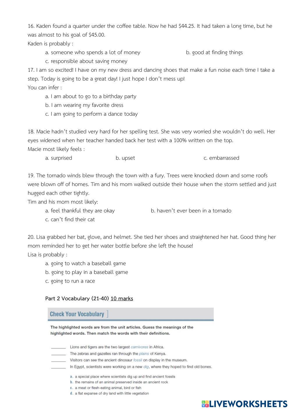 Critical Readin… | Free Interactive Worksheets | 7600081