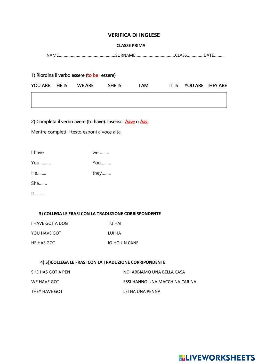 VERIFICA | Free Interactive Worksheets | 7601497