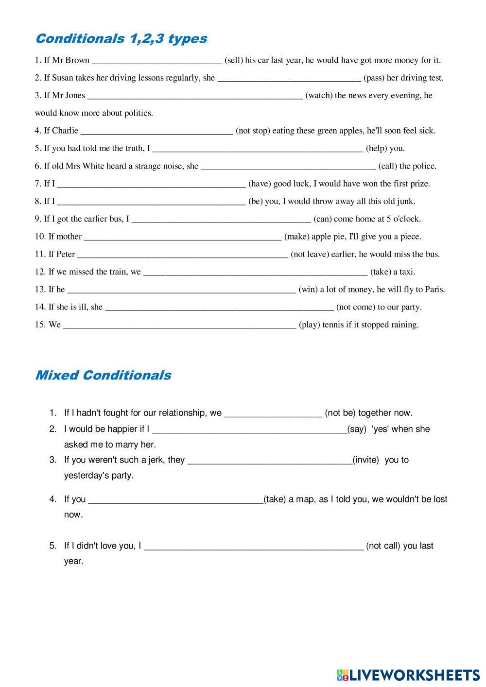 WW4 Conditionals | Free Interactive Worksheets | 7602009