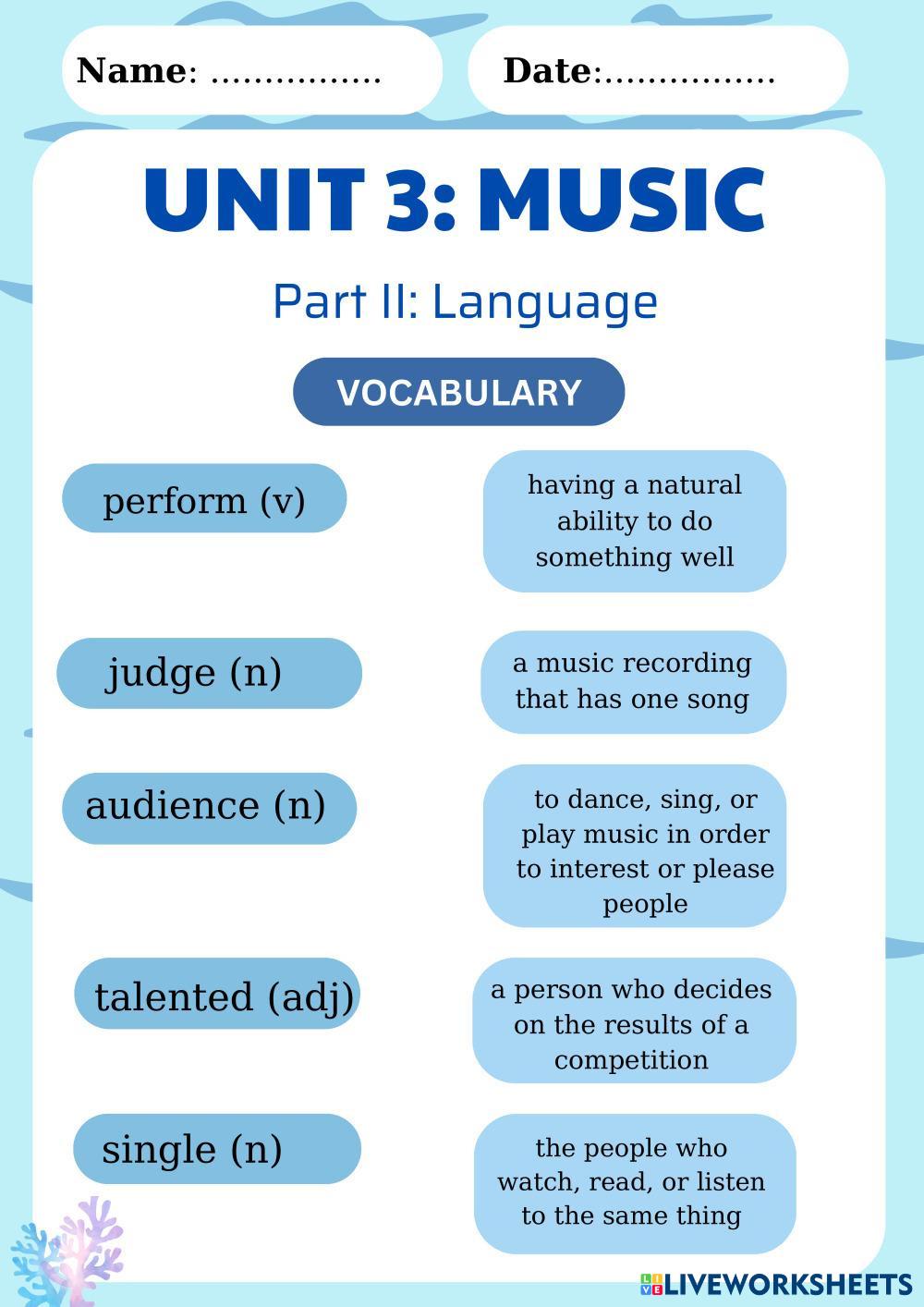 7603566 | Unit 3: Music | NGUYEN THI TUYET ANH