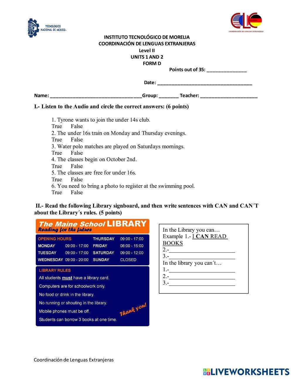 Exam 1st Term | Free Interactive Worksheets | 7604044