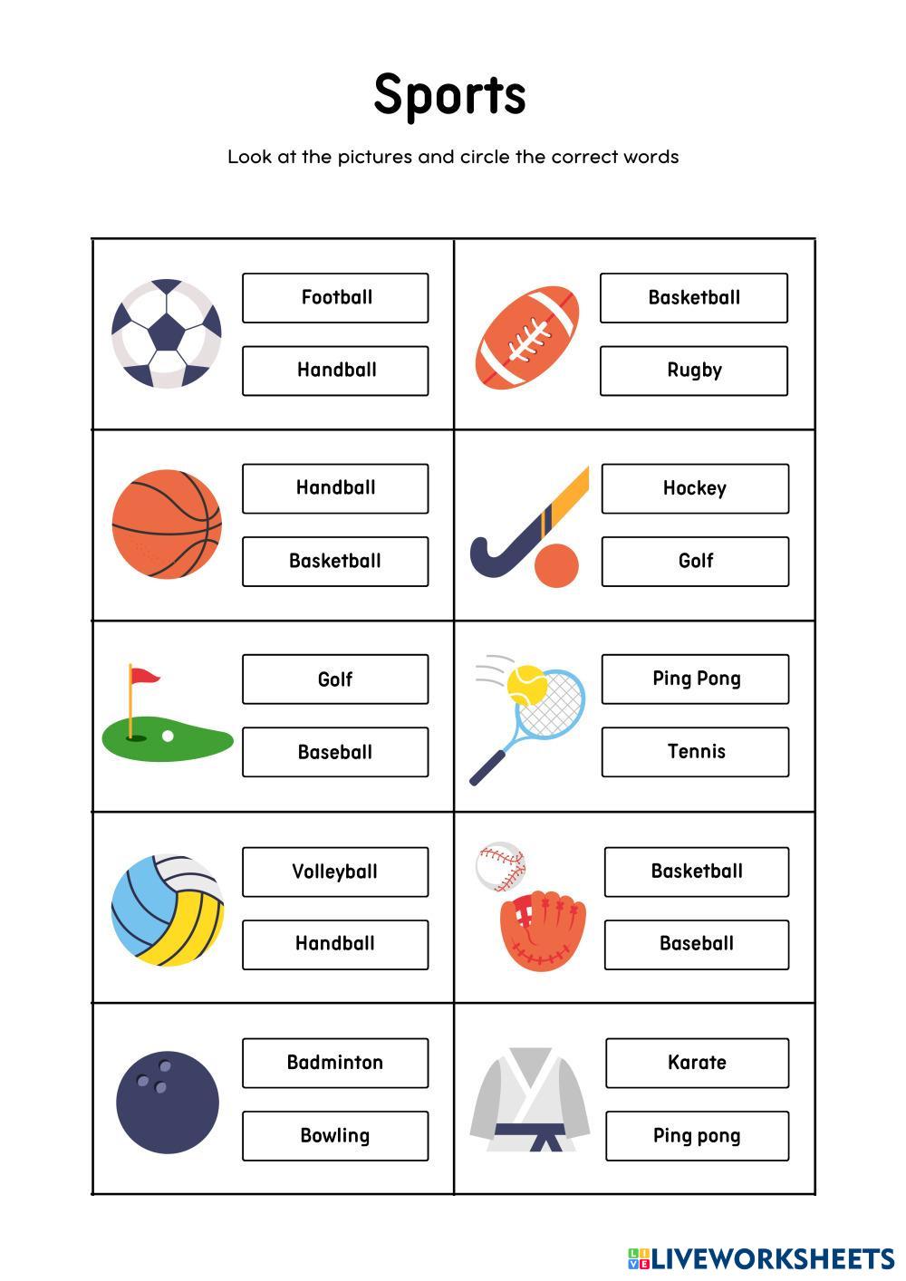 กีฬา | Live Worksheets