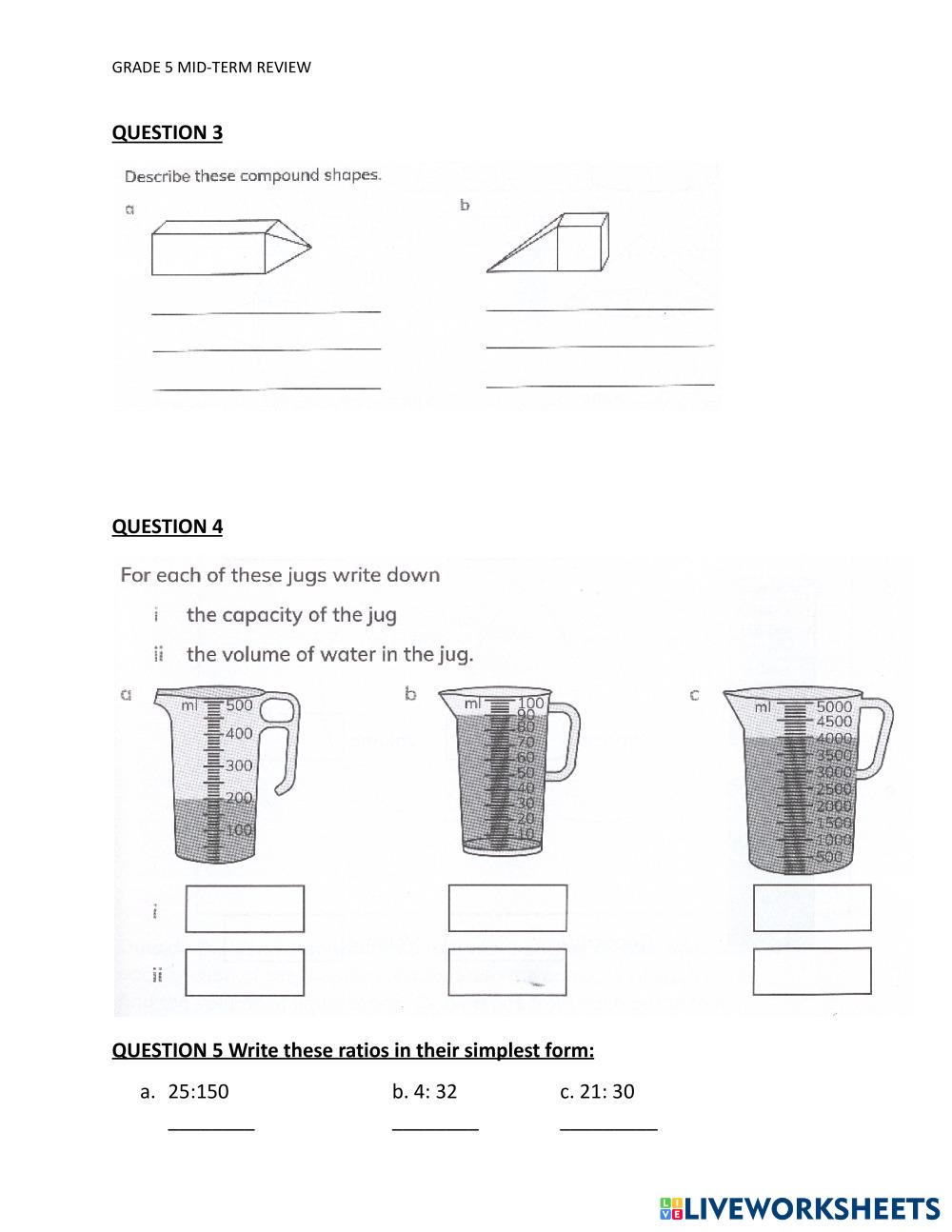 G5 MATHS MID TERM 2 REVIEW | Live Worksheets