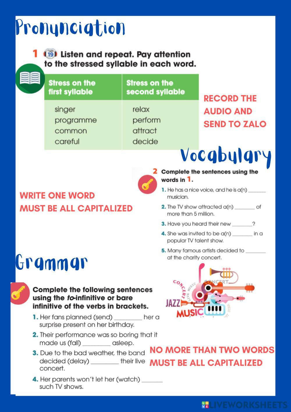 UNIT 3: Music | Live Worksheets