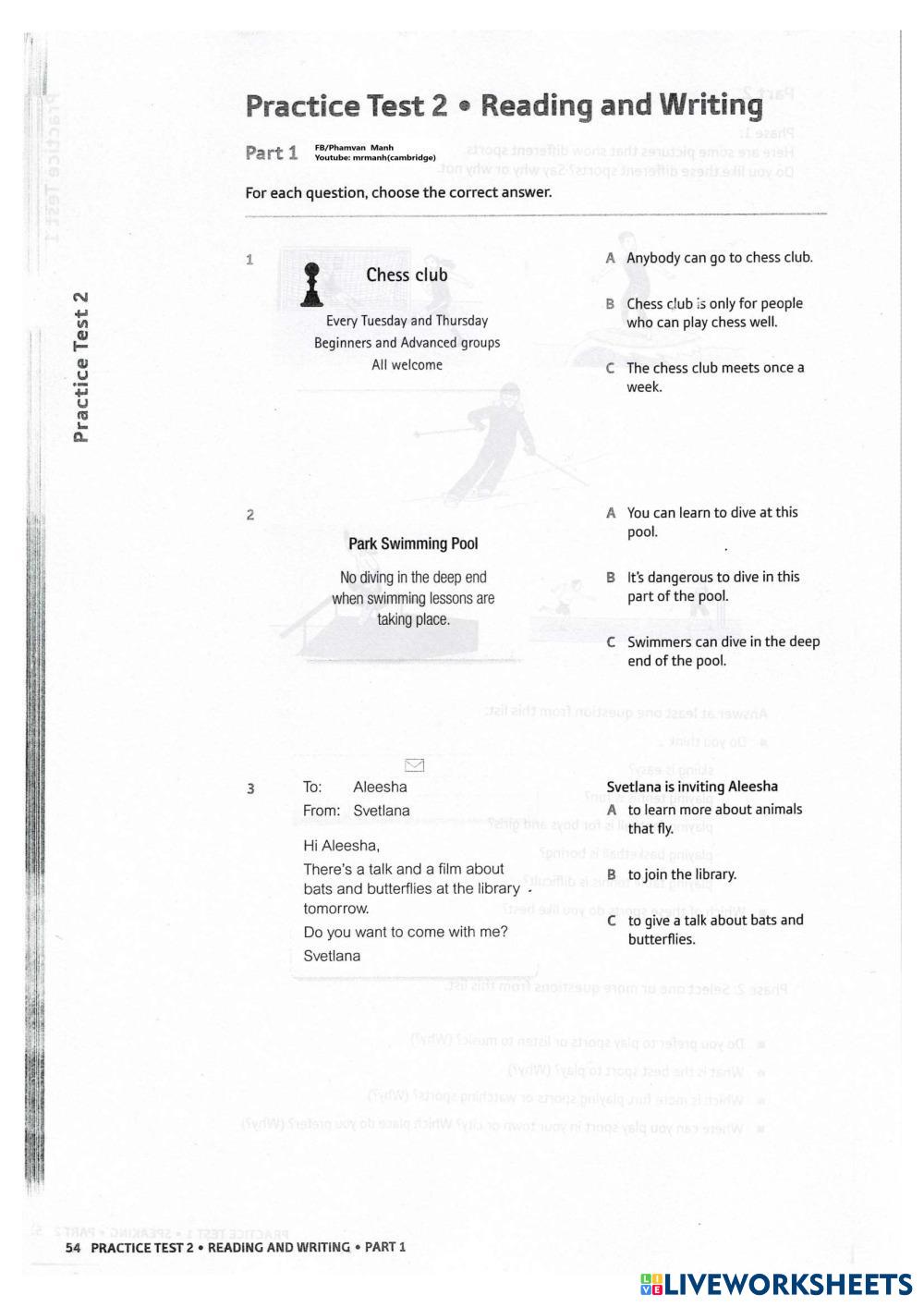 KOF_Reading & Writing_Test 02 | Live Worksheets