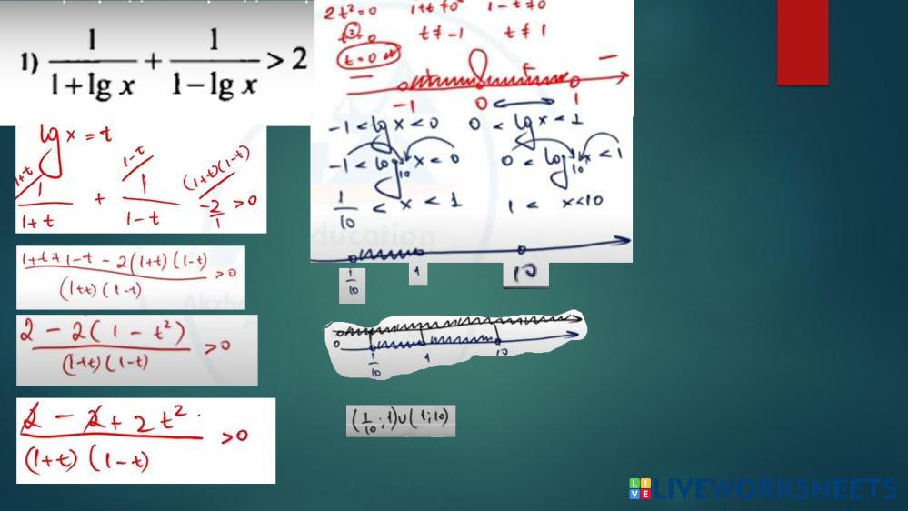 logarithmic inequalities | Live Worksheets