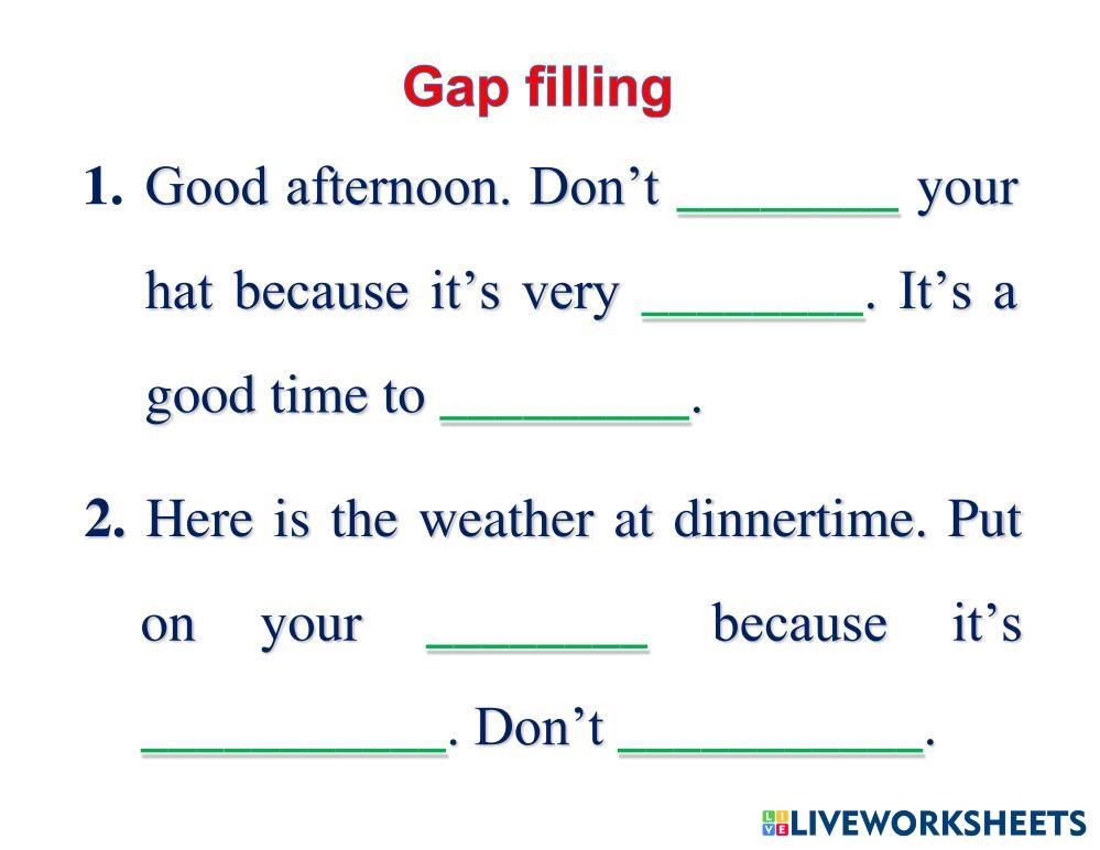 Gap Filling Word for 3rd Grade | Live Worksheets
