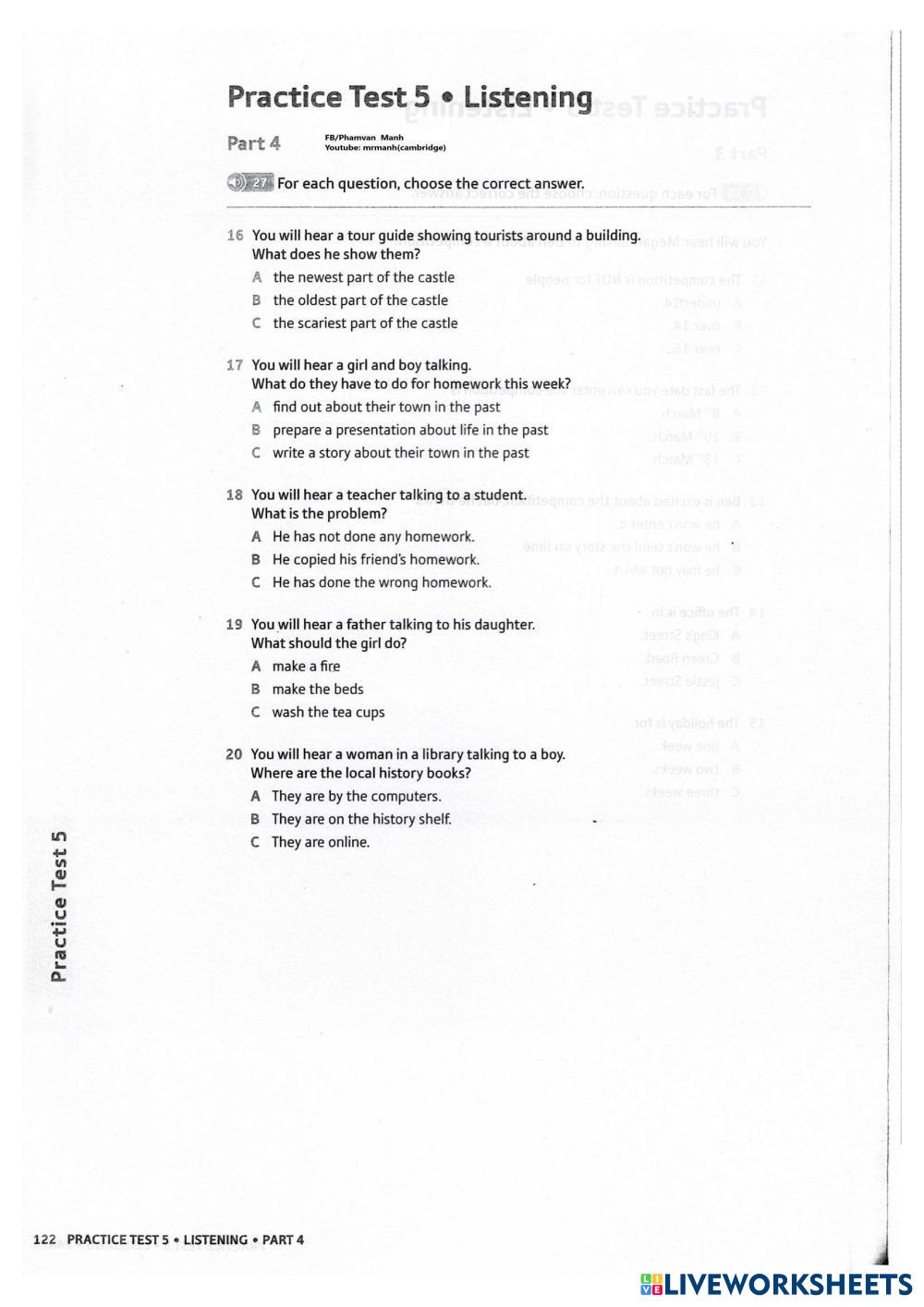 KOF_Listening_Test 05 | Live Worksheets