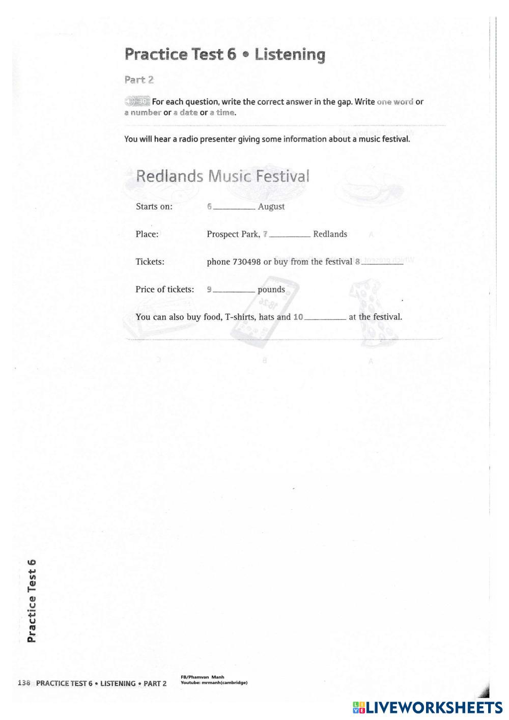 KOF_Listening_Test 06 | Live Worksheets