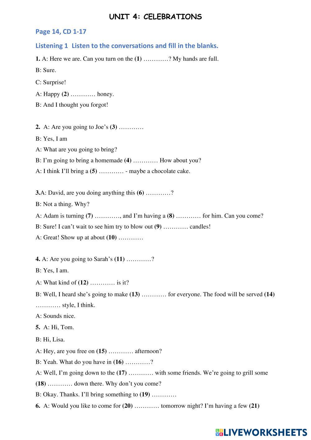 KET 4 - LISTENI… | Free Interactive Worksheets | 7610525