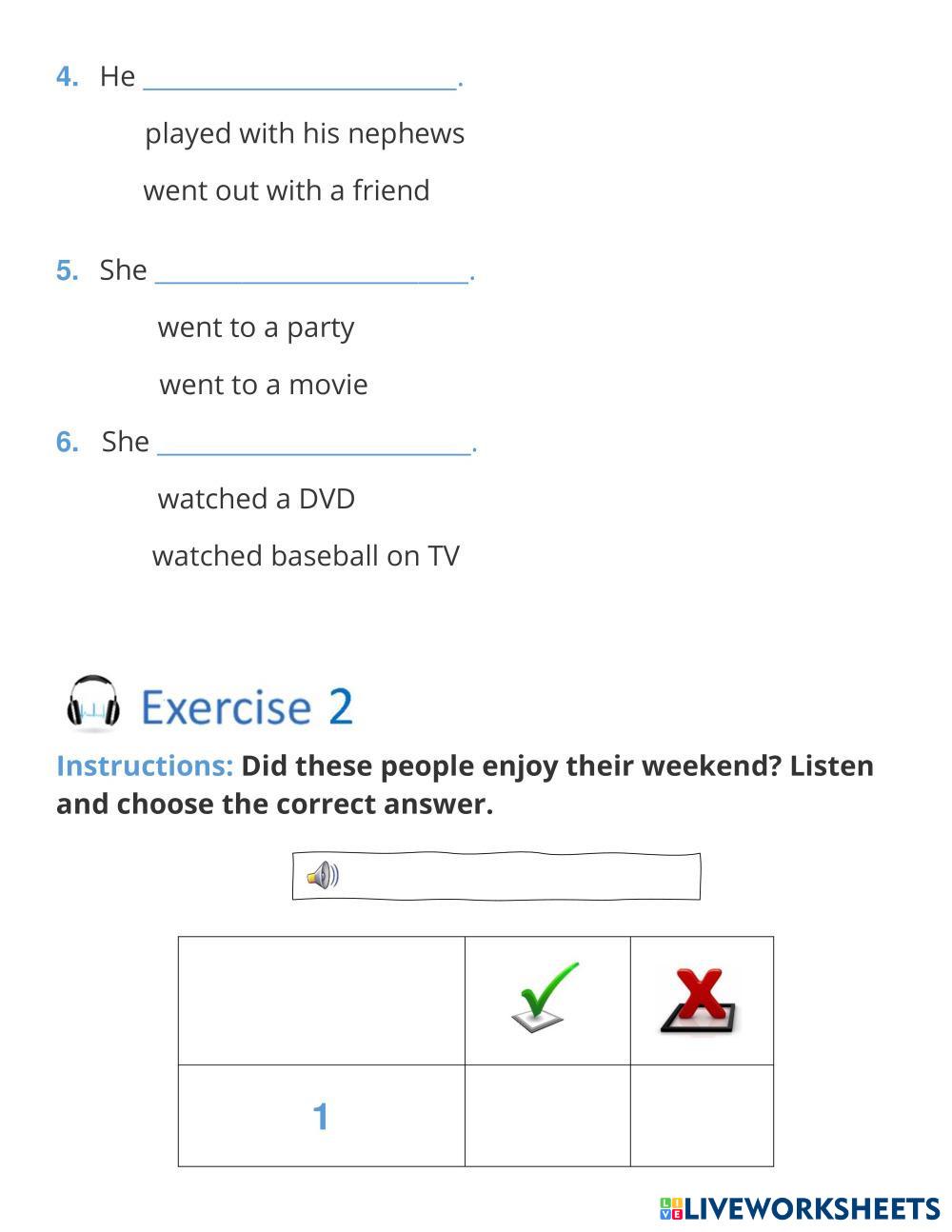 Simple Past Lis… | Free Interactive Worksheets | 7611553