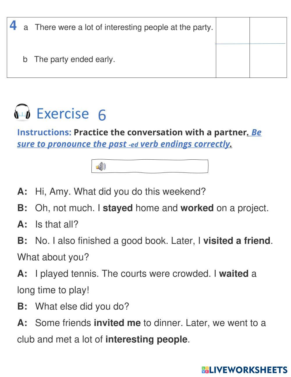 Simple Past Lis… | Free Interactive Worksheets | 7611553