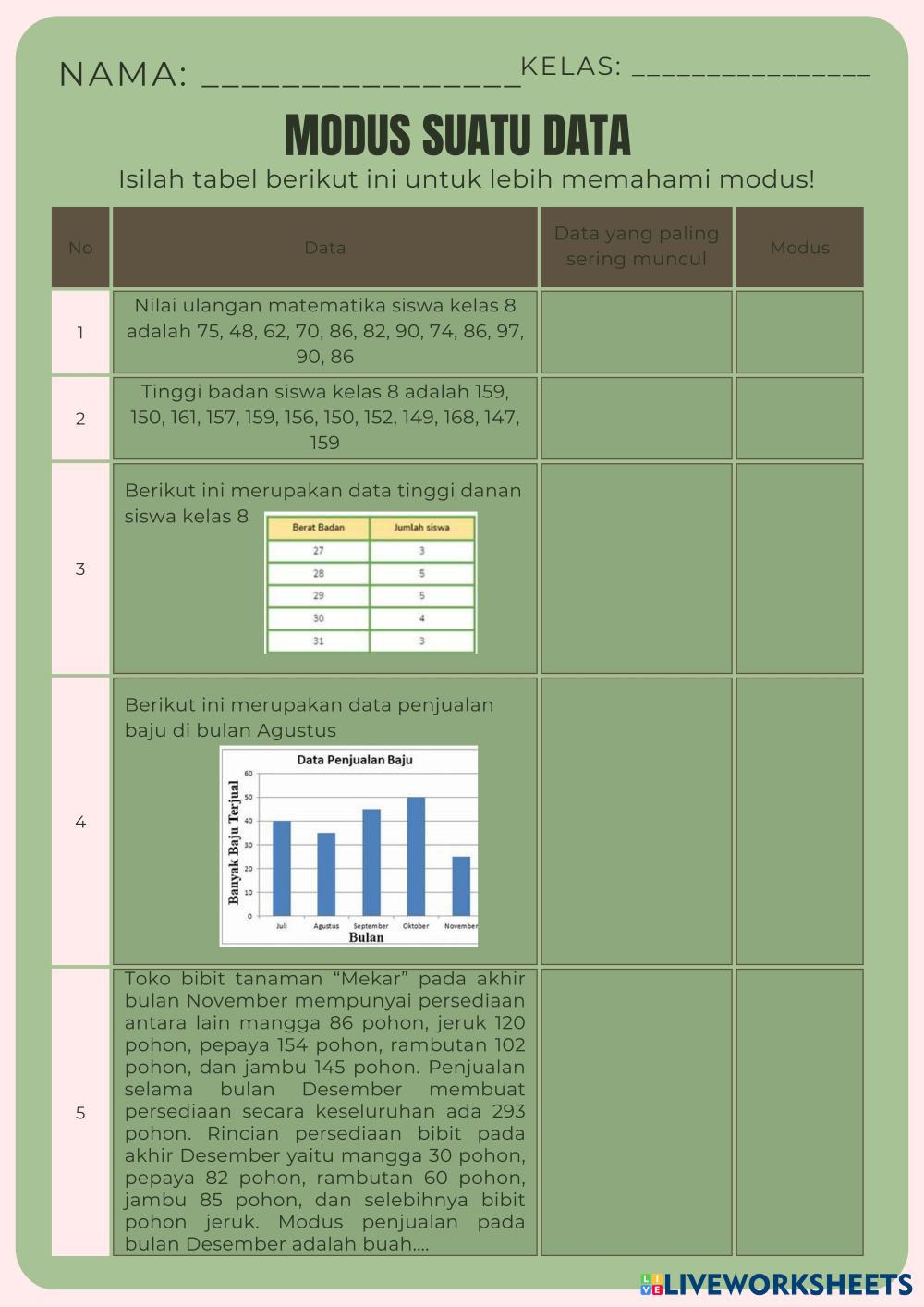 Modus | Free Interactive Worksheets | 7611896