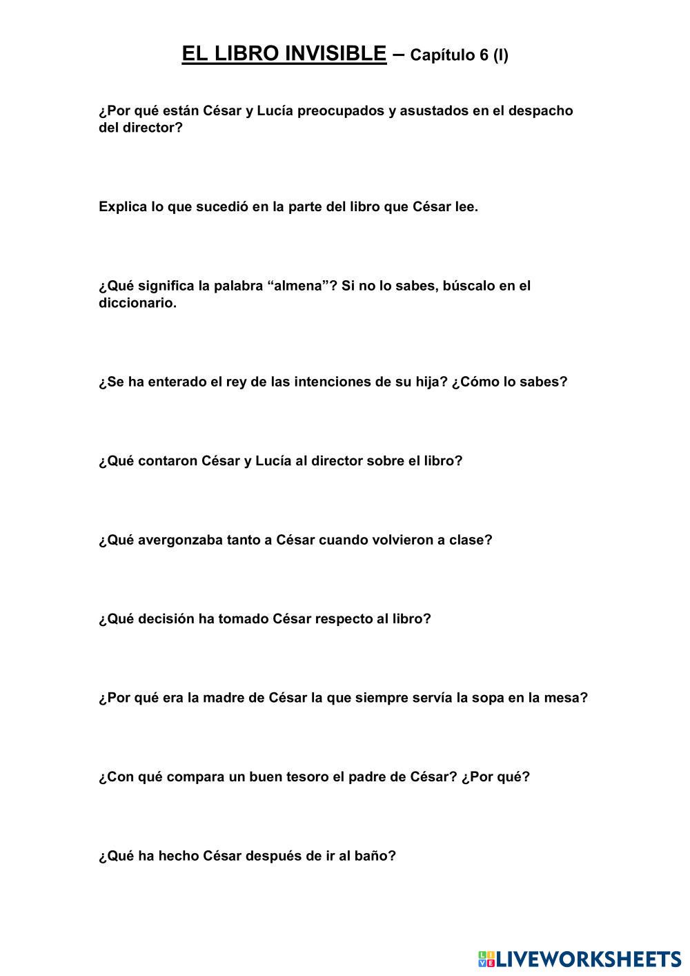 El libro invisible - Capítulo 6 | Live Worksheets
