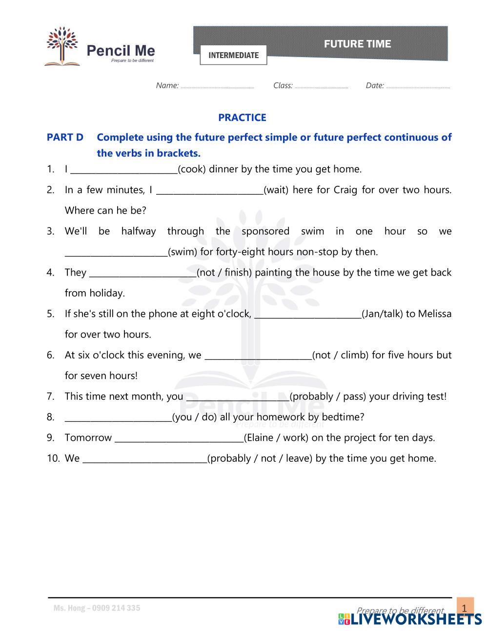 D2B_Future time… | Free Interactive Worksheets | 7614321