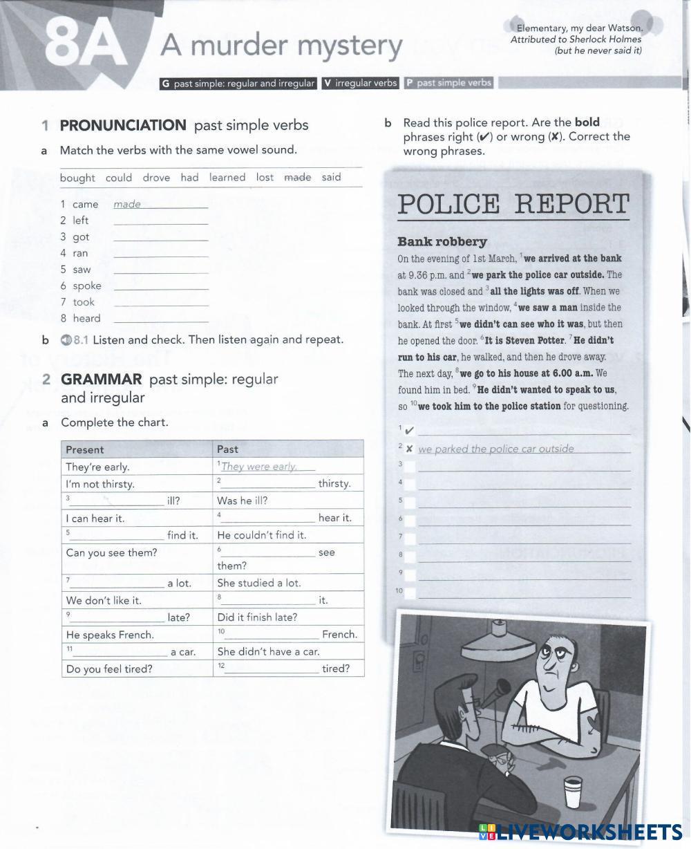 Unit 8A Past Simple verbs Grammar and Pronunciation