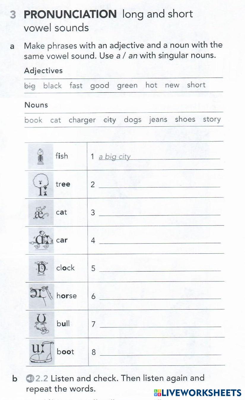 Unit 2B Adjectives Pronunciation | Live Worksheets