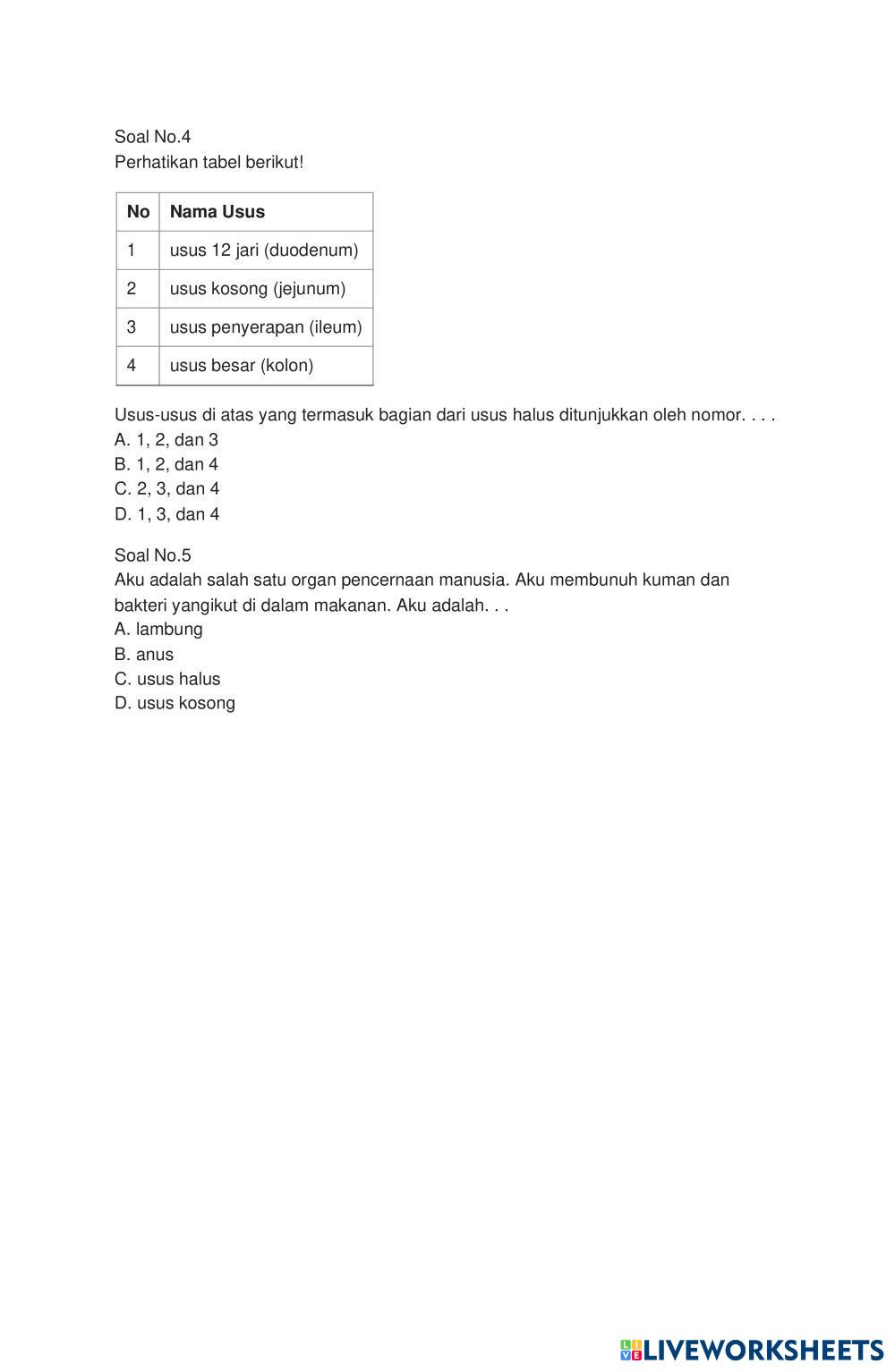 Soal Latihan IPAS | Live Worksheets