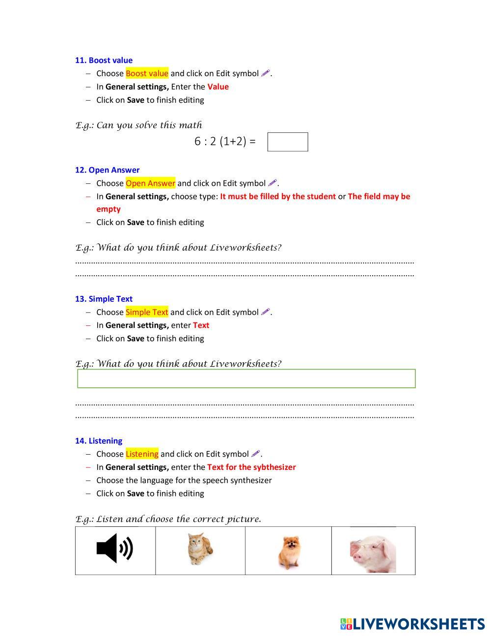 17 Kinds of Exercises | Live Worksheets