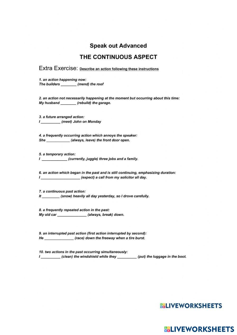 The Continuous … | Free Interactive Worksheets | 7615500
