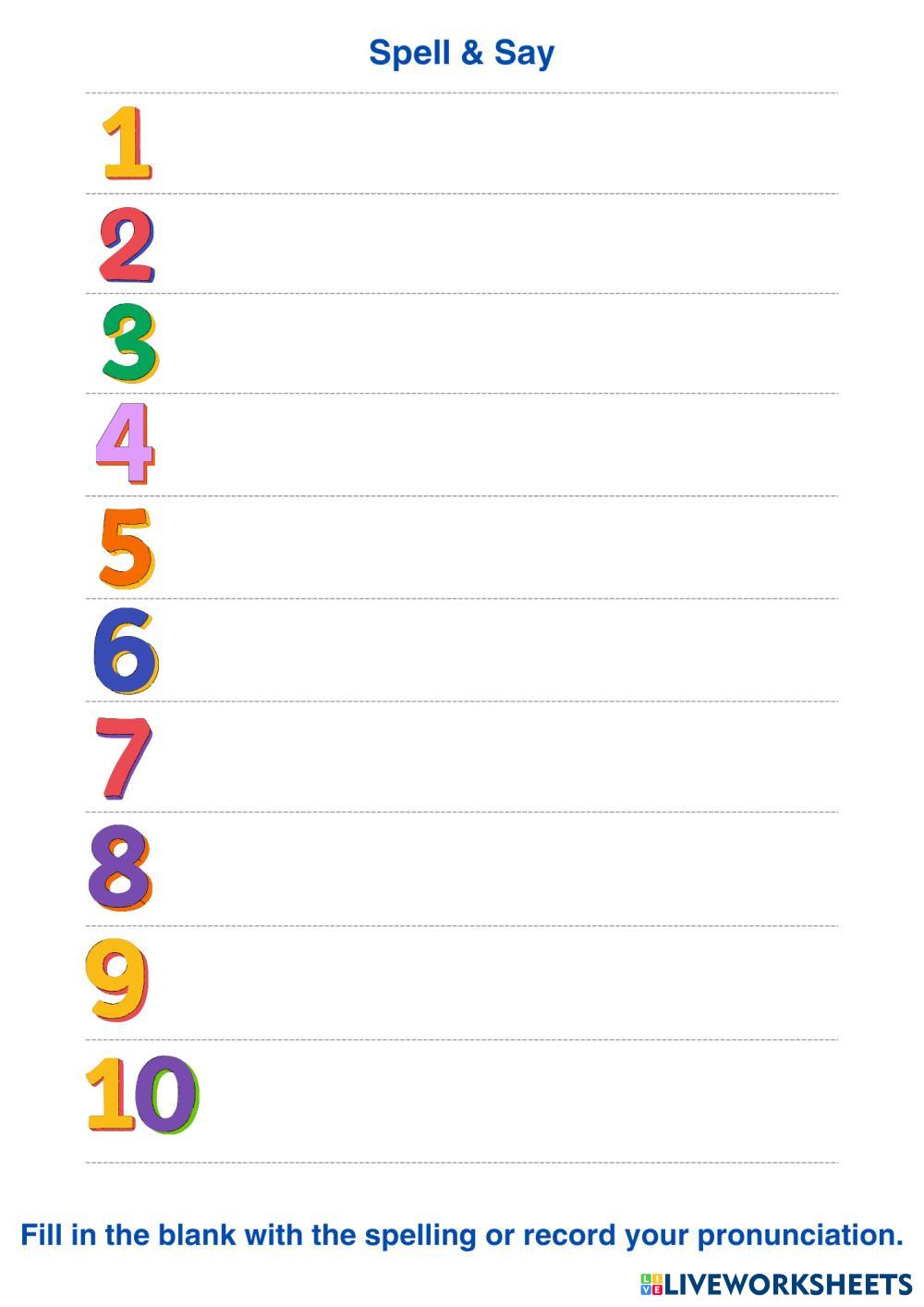 Spell & Say Answer Sheet | Live Worksheets