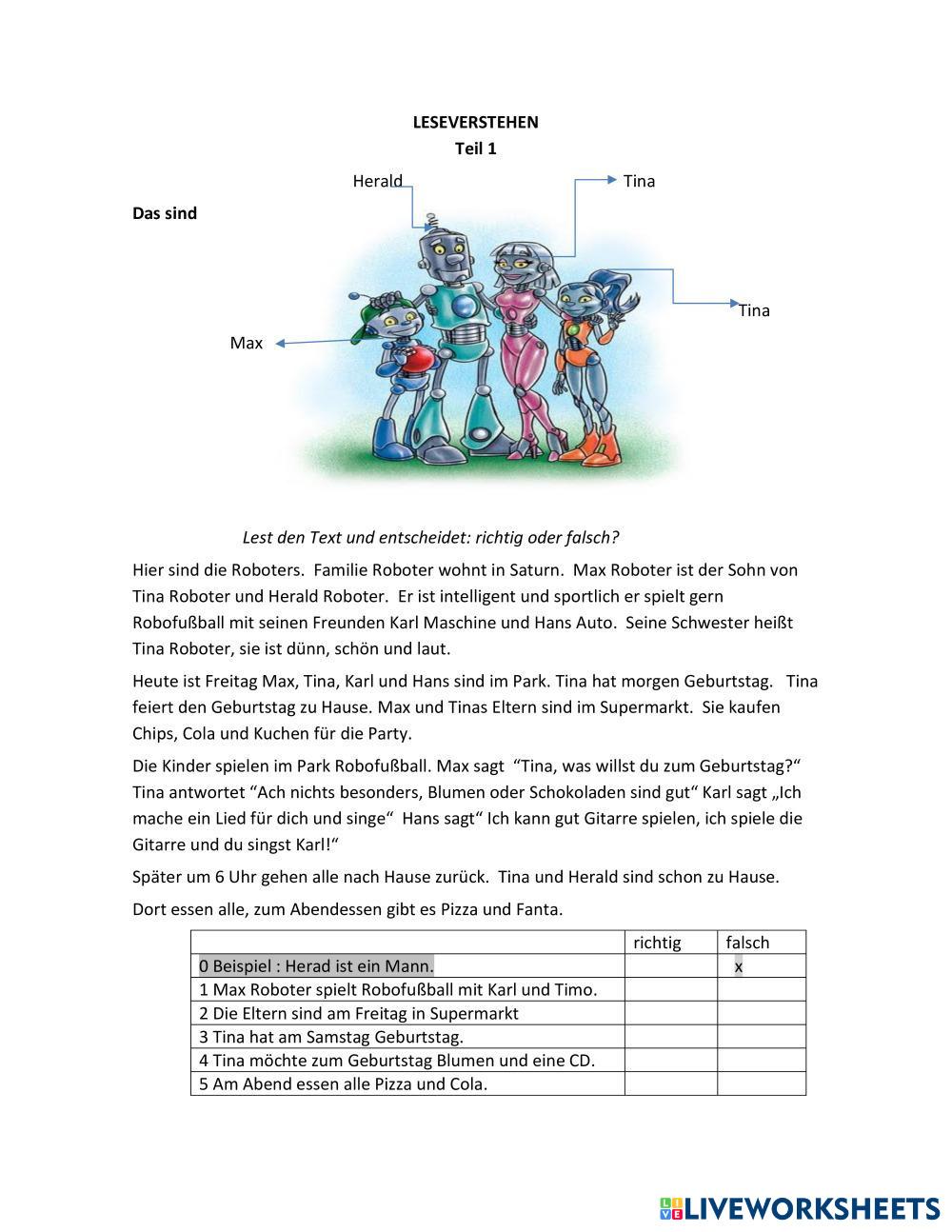 Leseverstehen | Free Interactive Worksheets | 7616366