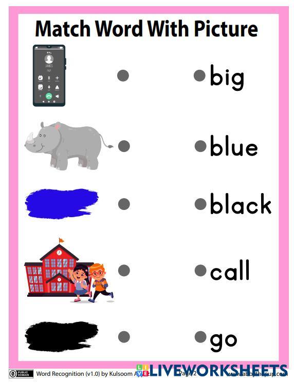 Recognise the Words | Live Worksheets