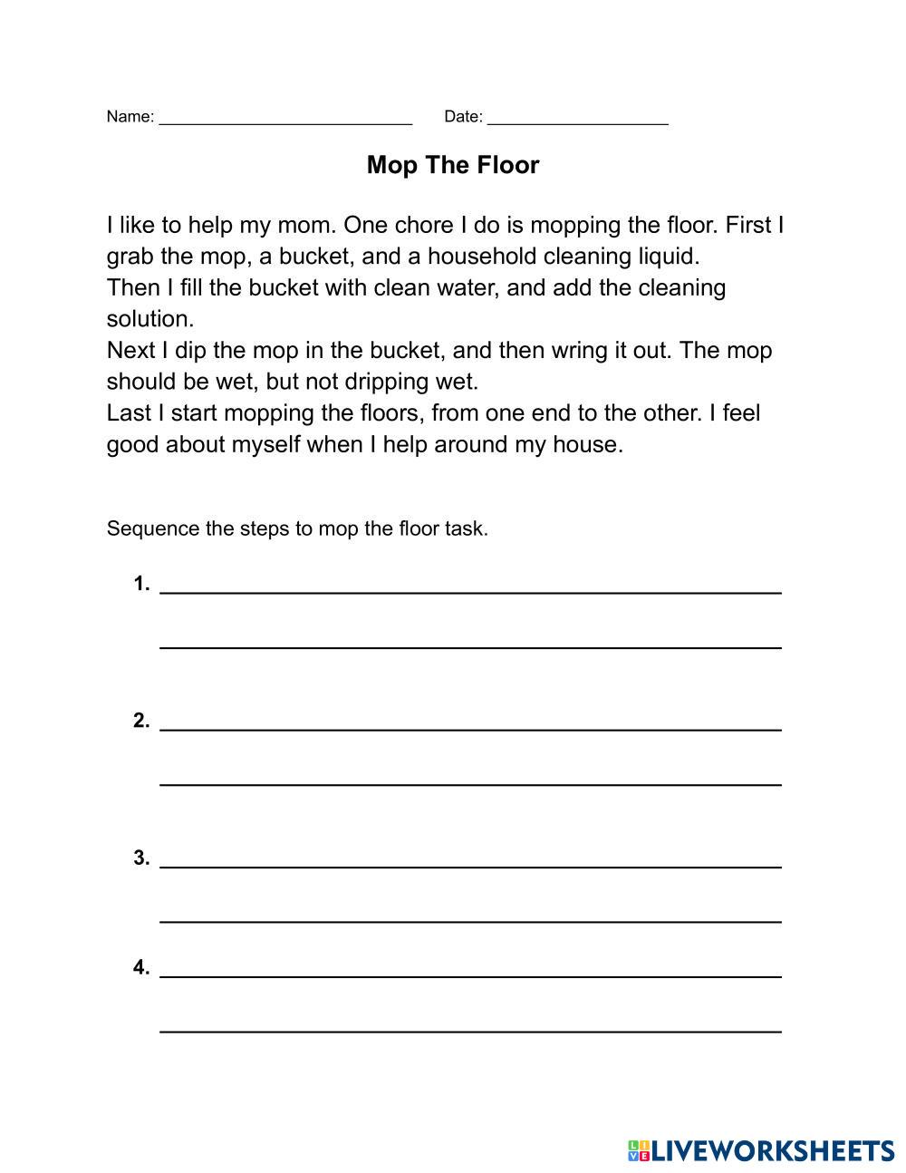Mop the floors sequence | Live Worksheets