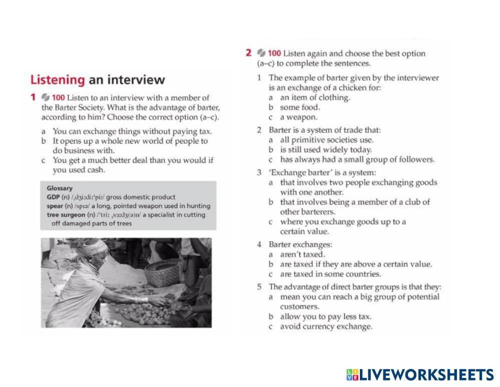 Listening. an interview | Live Worksheets