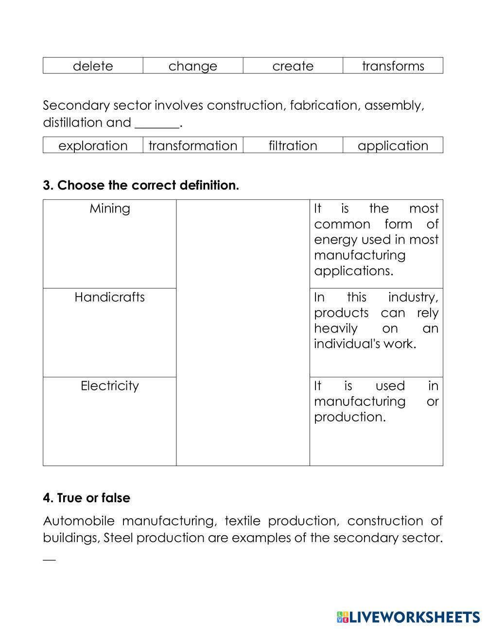 secondary sector examples