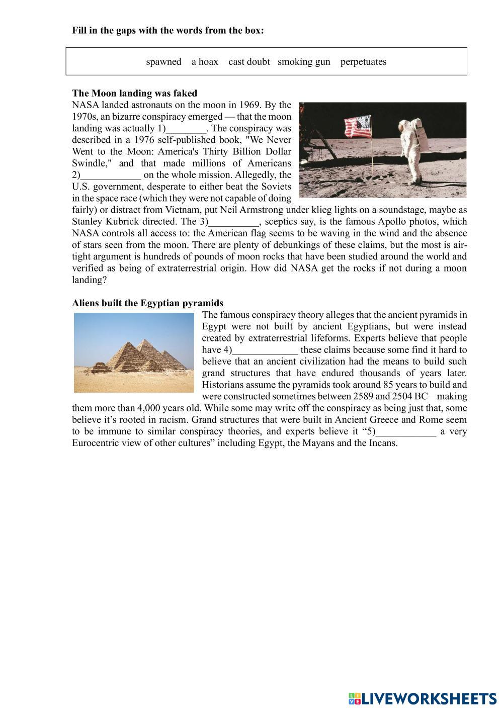 Conspiracy Theo… | Free Interactive Worksheets | 7625215