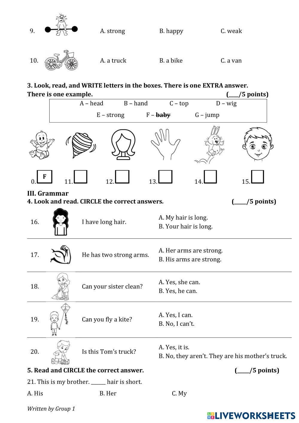 G1.W27.PRACTICE TEST 1 | Live Worksheets