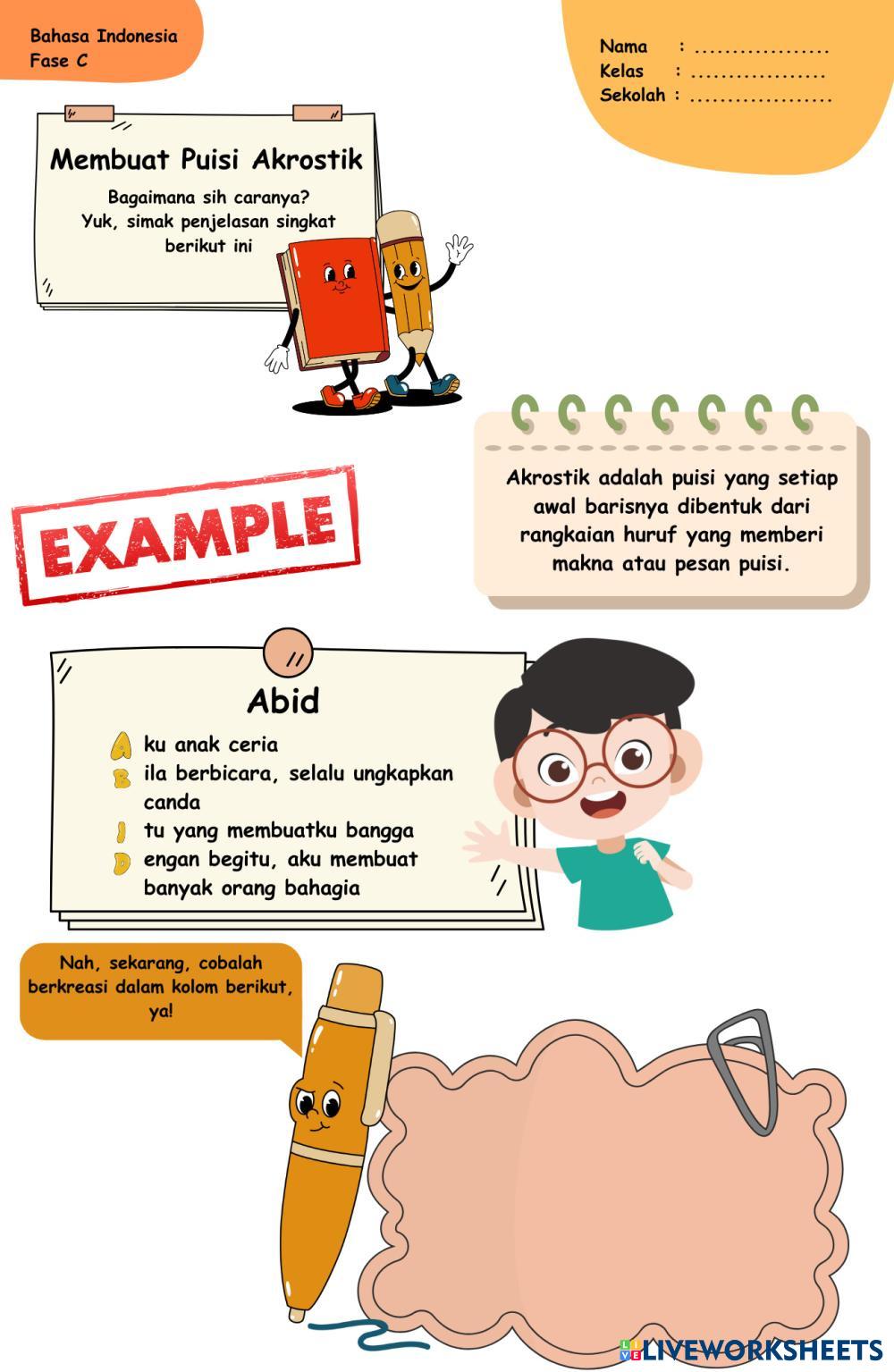 Puisi Akrostik | Free Interactive Worksheets | 7627523