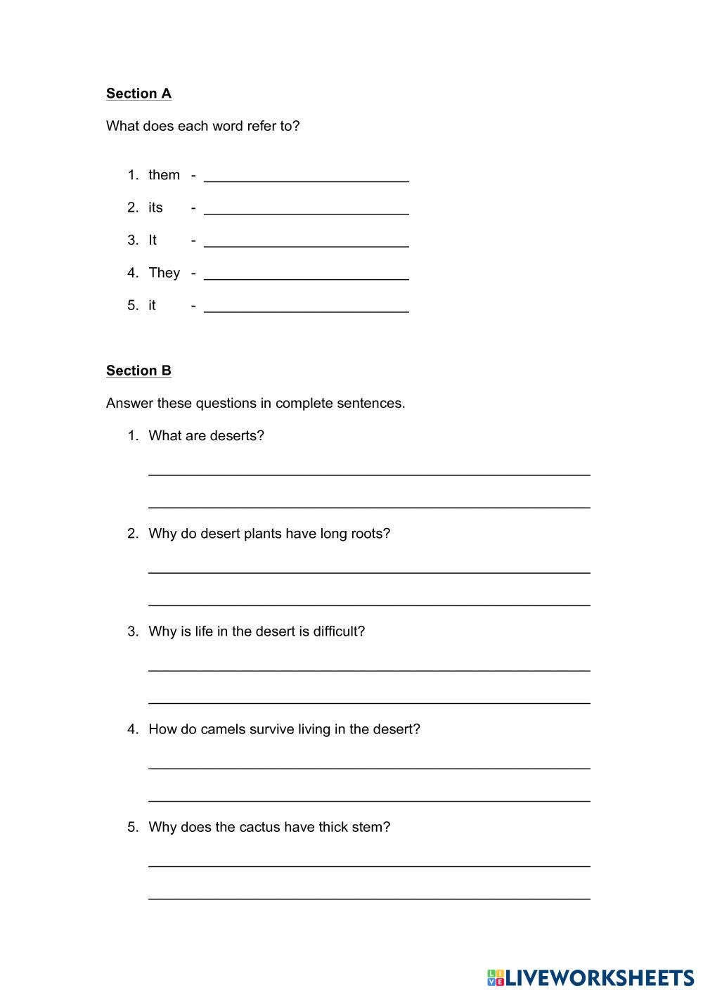 Comprehension Y5 | Live Worksheets
