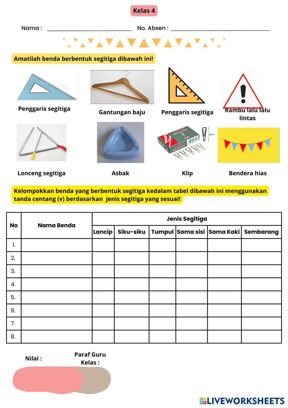 Matematika Jenis Segitiga | MITAF | Live Worksheets