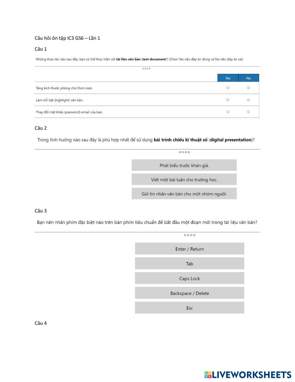 lan 2 | nguyenthiminhchau | Live Worksheets