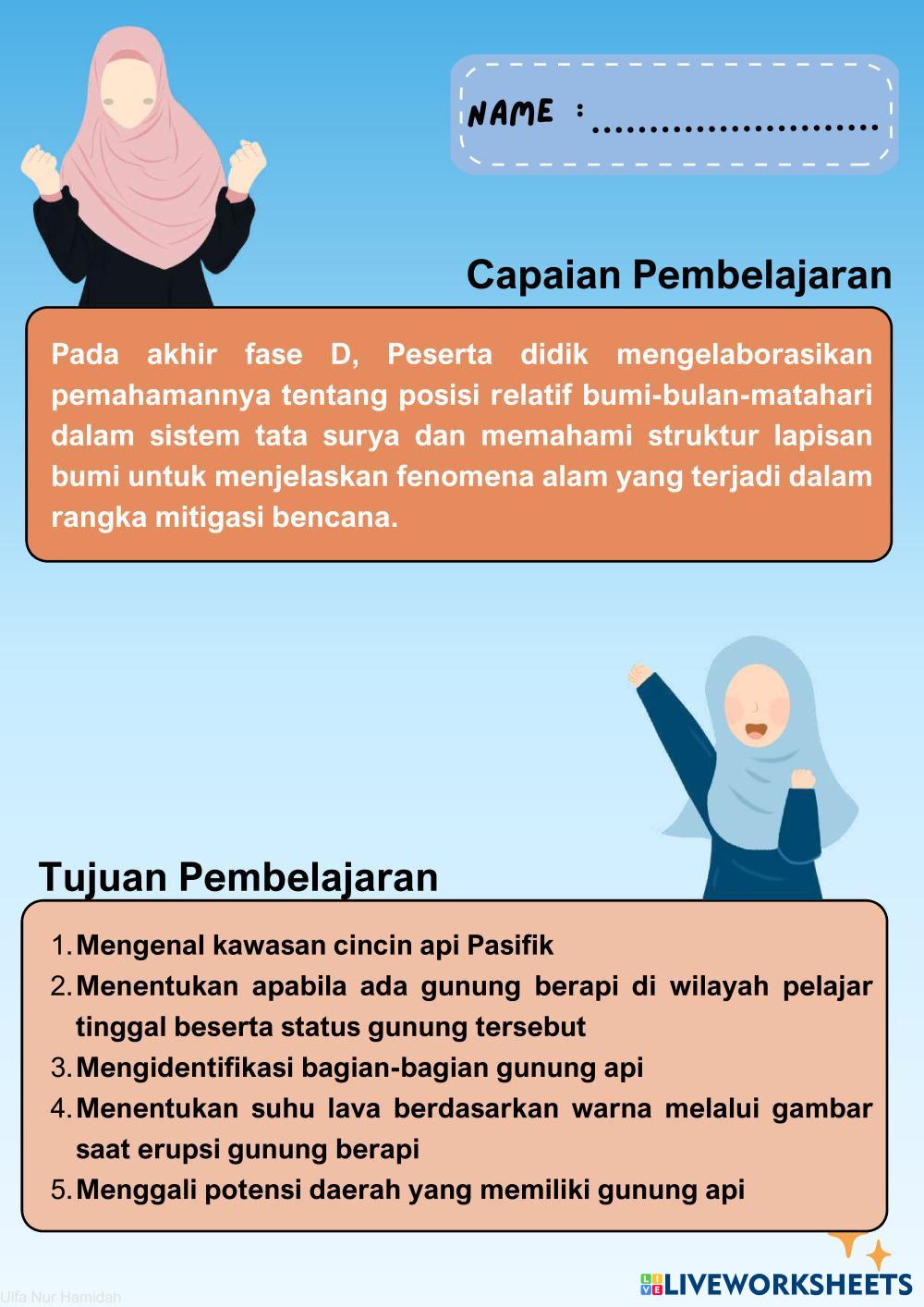 GUNUNG BERAPI B | Live Worksheets