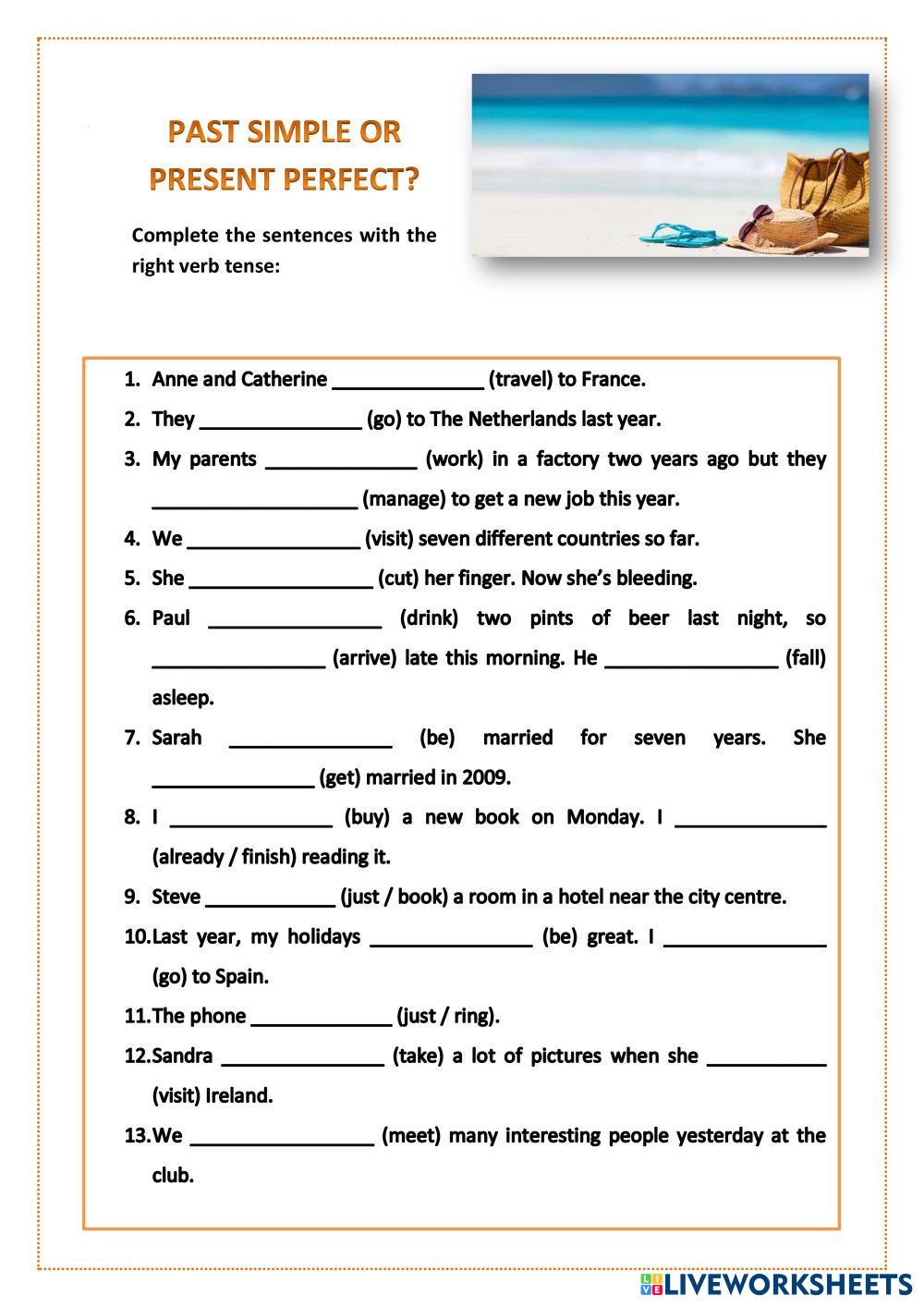 Presen Perfect or Past Simple | Live Worksheets