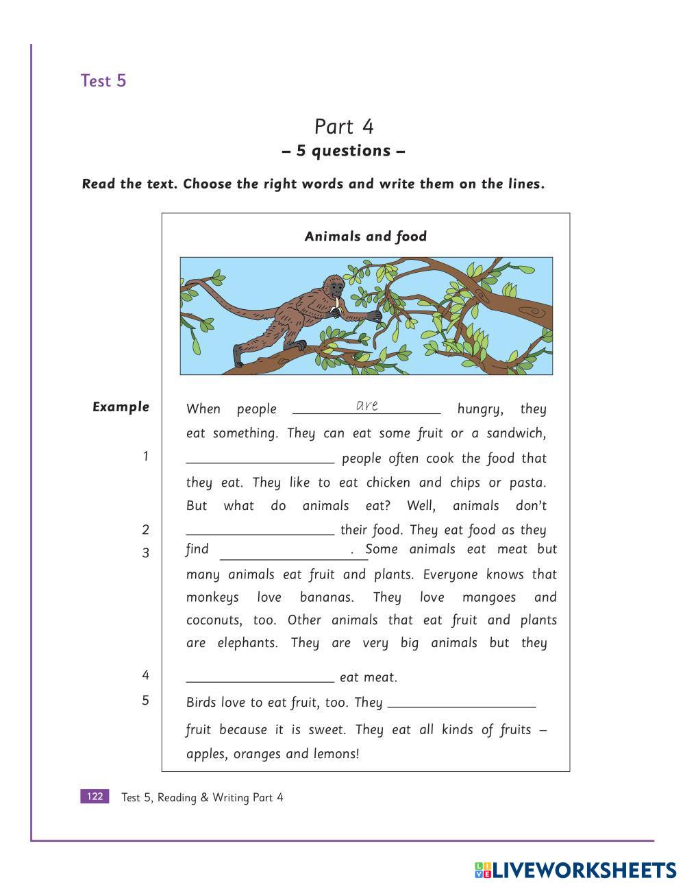 Movers Plus - Reading&Writing - Test 5 - P4 7636650