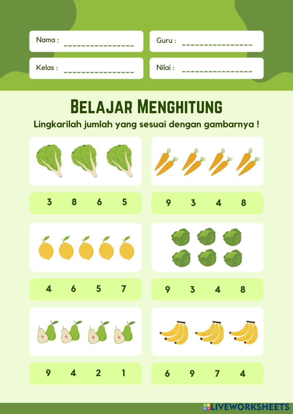 Menghitung | Live Worksheets