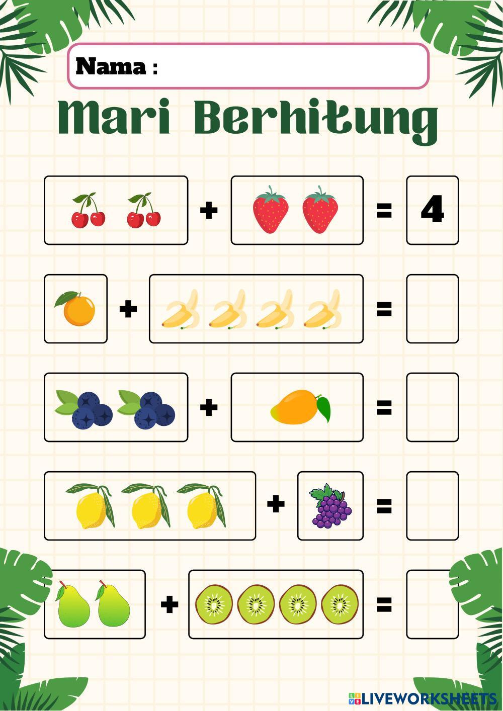 Penjumlahan | Radina Milla Hayati | Live Worksheets