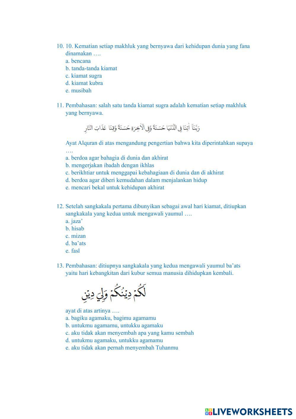 PENDIDIKAN AGAMA ISLAM | Live Worksheets