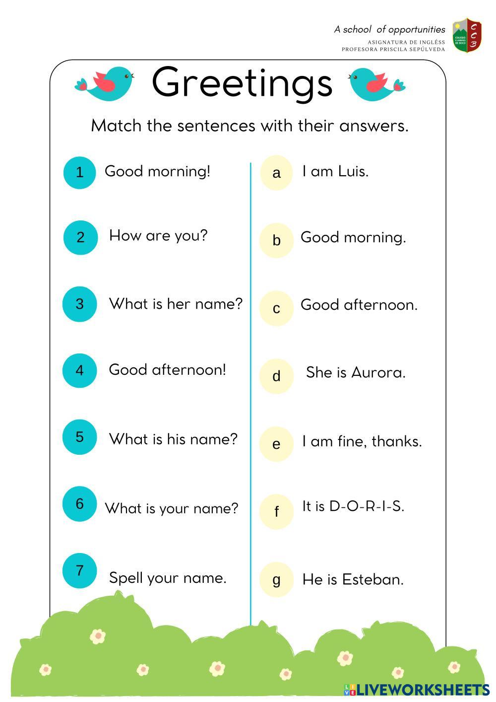 Greetings | Live Worksheets