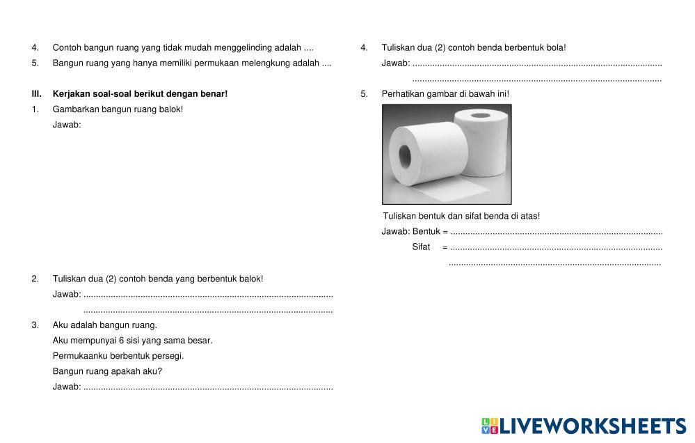 Benda Berbentuk… | Free Interactive Worksheets | 7640507