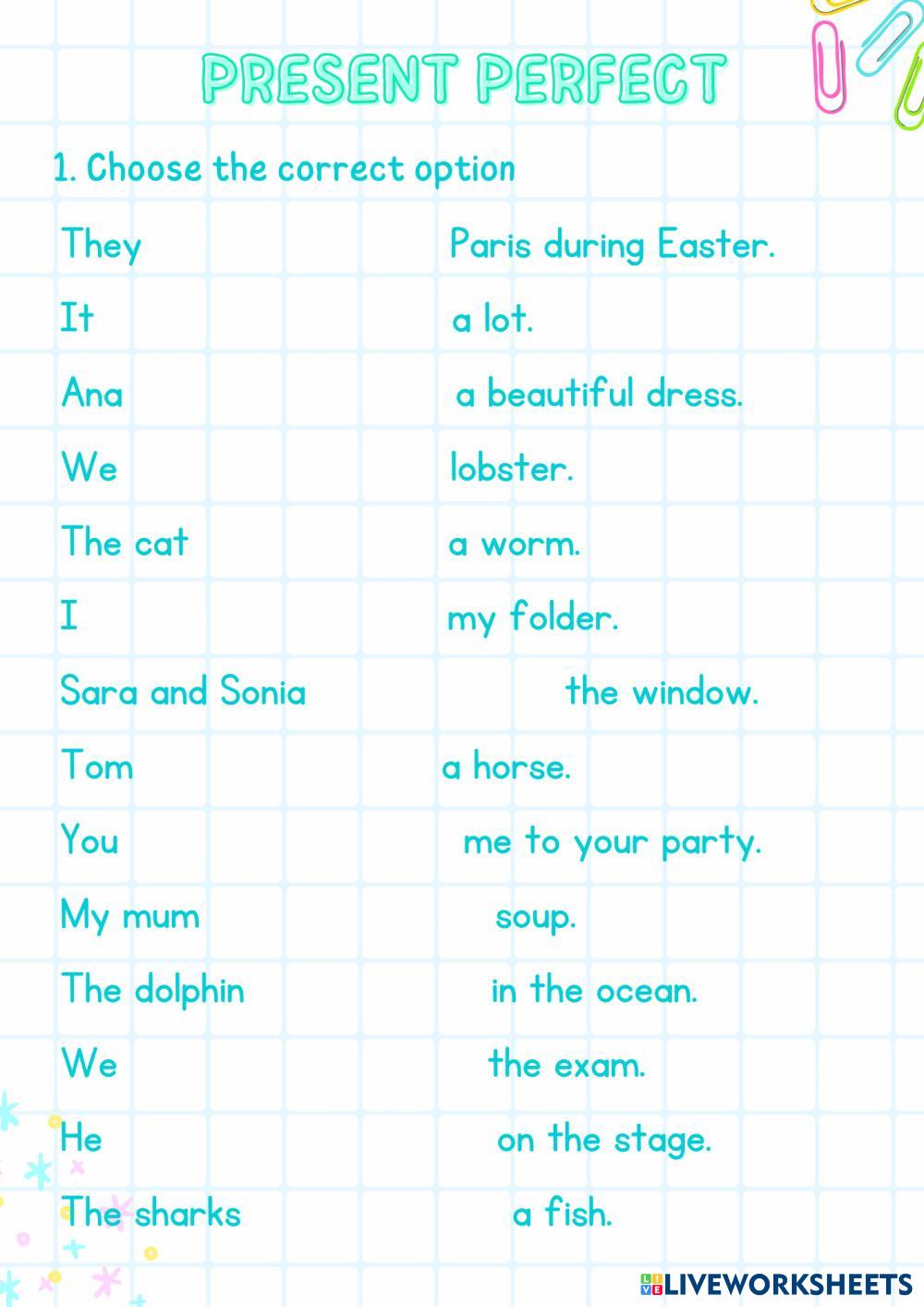 Present Perfect… | Free Interactive Worksheets | 7640781