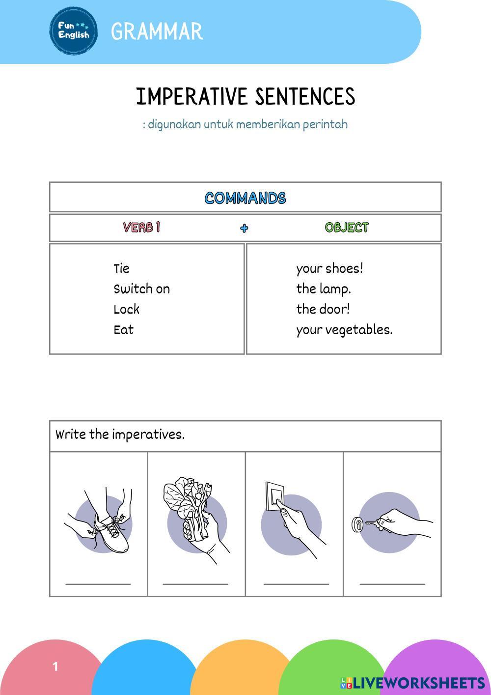 Imperative Sent… | Free Interactive Worksheets | 1969353