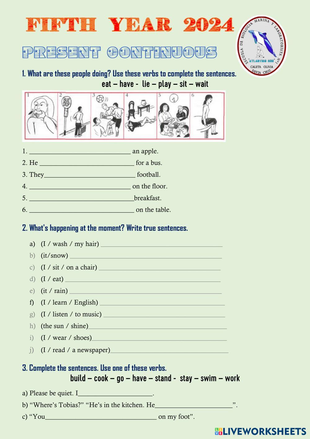 7641572 | PRESENT CONTINUOUS | Gladys | LiveWorksheets