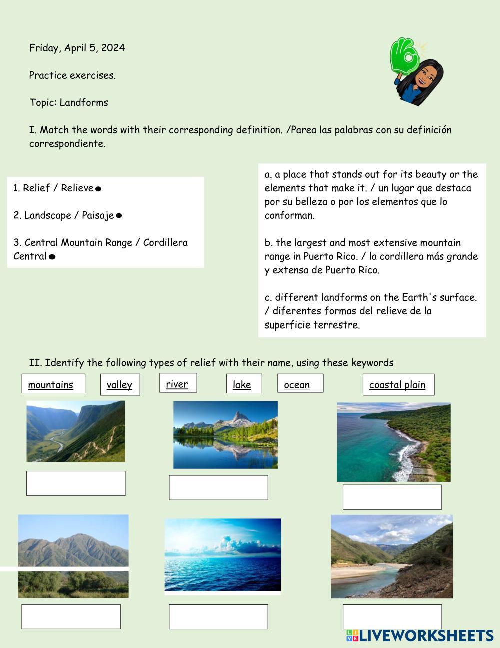 7644583 | Landforms | grisellecanales | LiveWorksheets