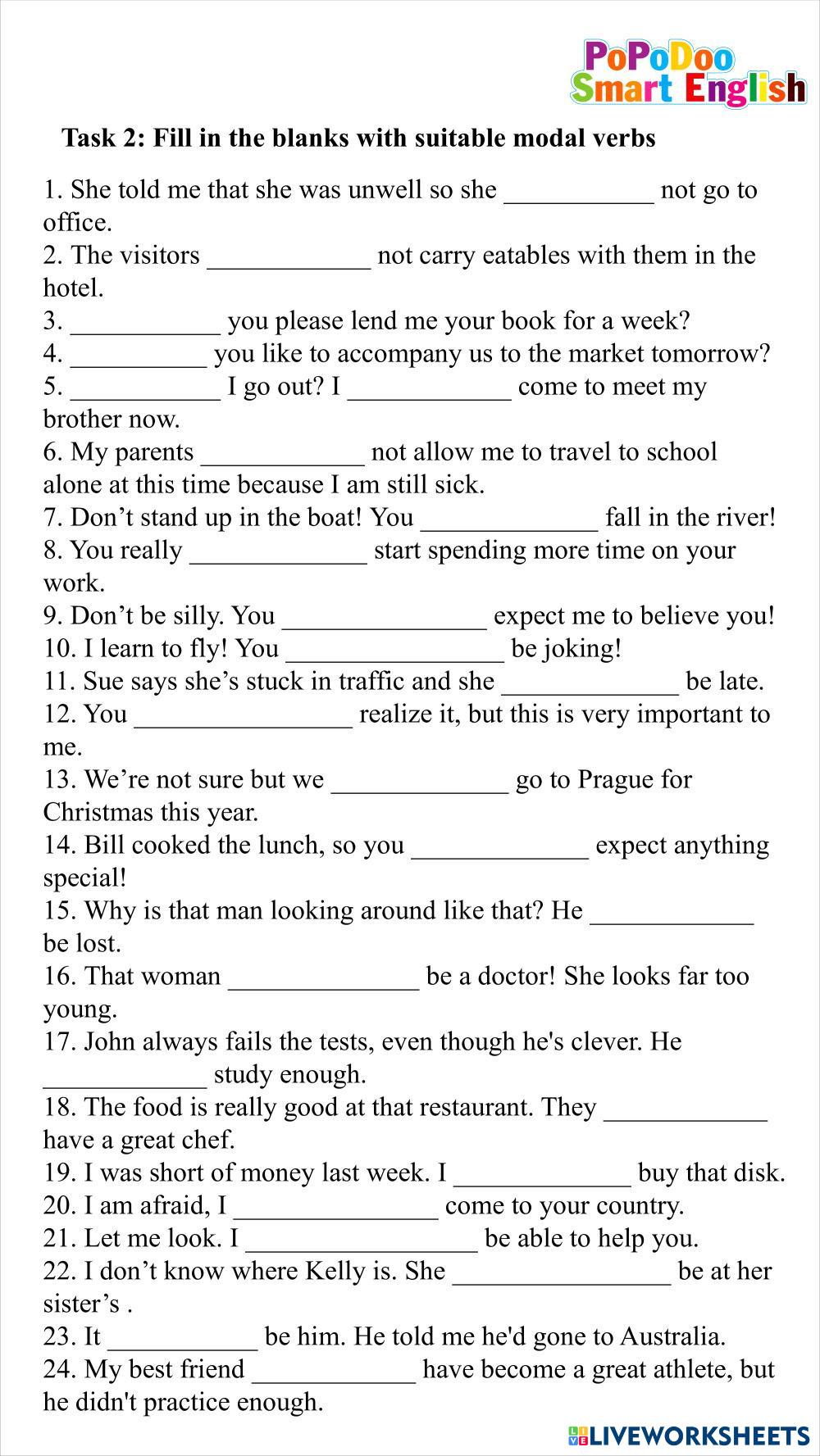 7645239 | MODEL VERBS - PO2 | Anna | LiveWorksheets